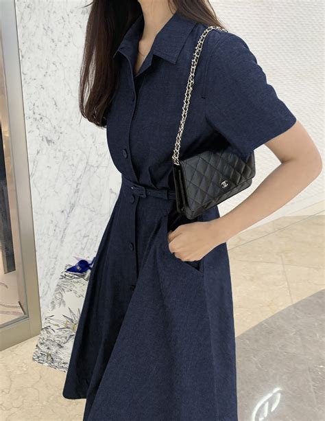 인디고 데님 카라 원피스