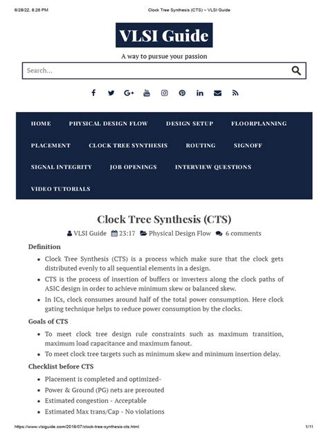 clock tree synthesis cts vlsi guide pdf