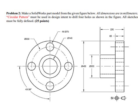 Solved Problem 2 Make A Solidworks Part Model From The Given Figure