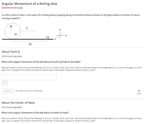 Solved Angular Momentum Of A Rolling Disk Bookmark This Page