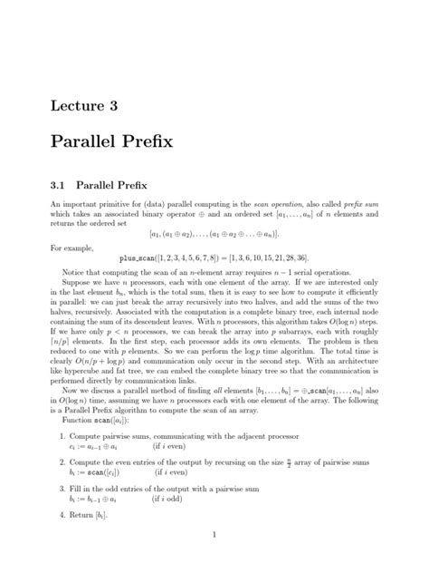 Lecture 03 Parallel Prefix Pdf Matrix Mathematics Parallel