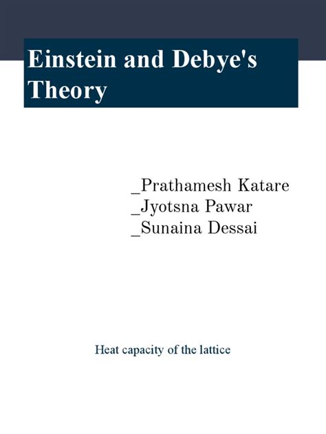 Einstein And Debye Theory Pdf Temperature Heat Capacity