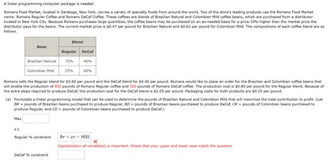 A Linear Programming Computer Package Is Needed