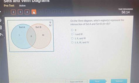 Sets And Venn Diagrams Pre Test Active Time Remaining 2 3 4 5614 1 On