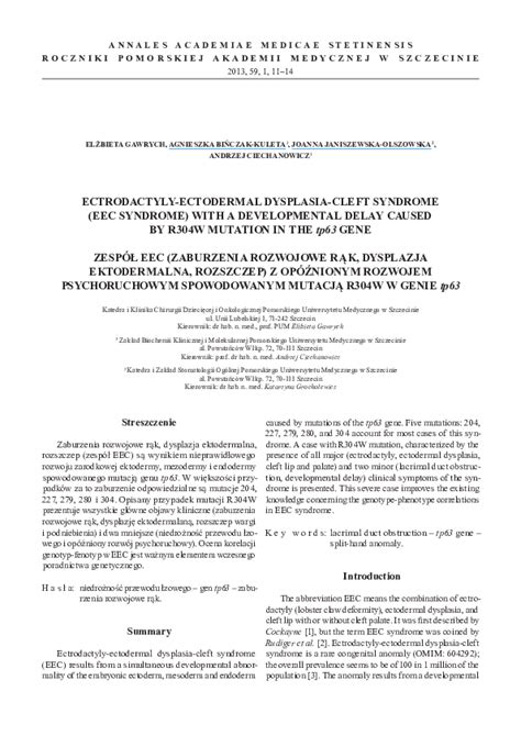 Pdf Ectrodactyly Ectodermal Dysplasia With Cleft Palate A Case