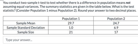 Solved You Conduct Two Sample T Test To Test Whether There Chegg