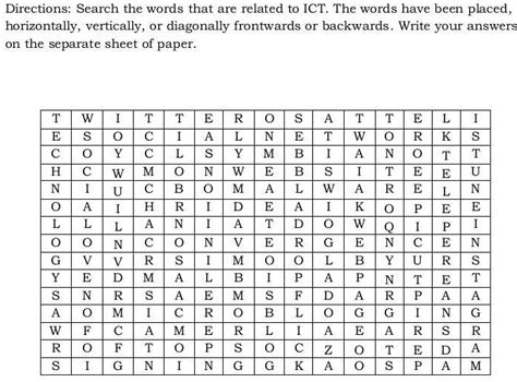 solved find the words related to ict please help me directions