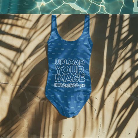 Placeit Ai Generated Mockup Of A Swimsuit Placed Next To A Pool