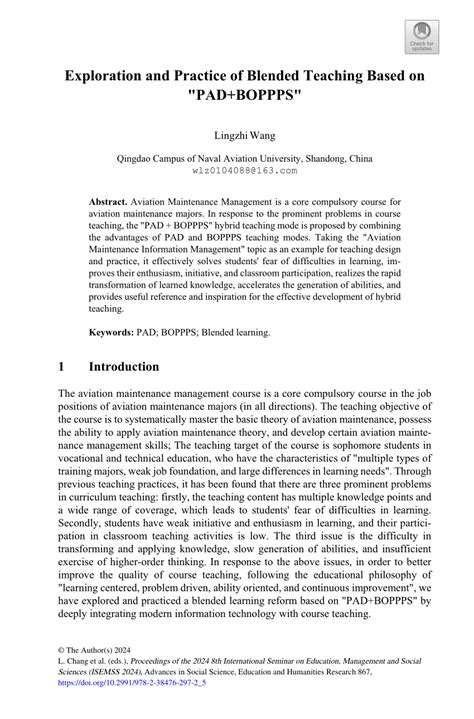 Pdf Exploration And Practice Of Blended Teaching Based On “pad Boppps”