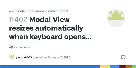 Modal View Resizes Automatically When Keyboard Opens Android · Issue 402 · React Native Modal