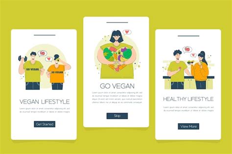 Premium Vector Web App Template Concept Vegetarian Diet Happy People Vegetarians Encourages