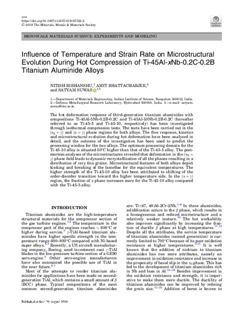 Pdf Influence Of Temperature And Strain Rate On Microstructural Evolution During Hot