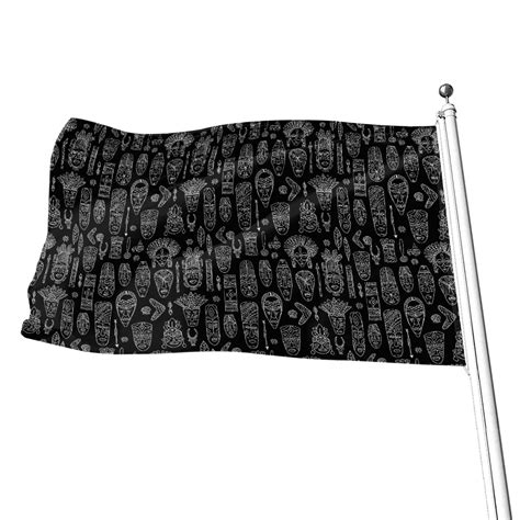 Black And White Totem Pattern Print Flag Gearfrost
