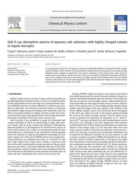 Pdf Soft X Ray Absorption Spectra Of Aqueous Salt Solutions With Highly Charged Cations In