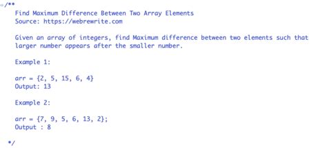 Find Maximum Difference Between Two Elements Of An Array