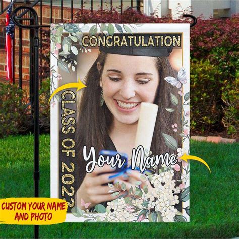 Congratulations Class Of 2023 Custom Name And Photo Garden Flag Extrabily