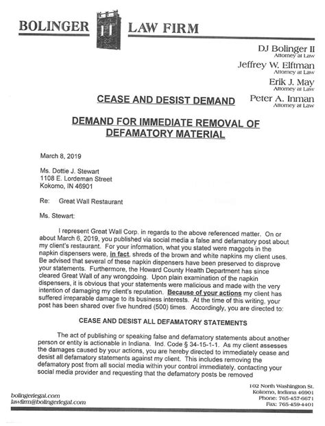 Defamation Letter Template