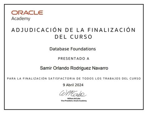 Oracle Sql Database Certification Samir Rodríguez