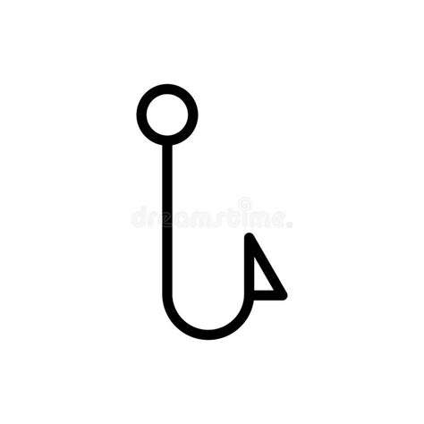 Fish Hook Icon Line Isolated On White Background Black Flat Thin Icon