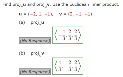Find Projvu And Projuv Use The Euclidean Inner
