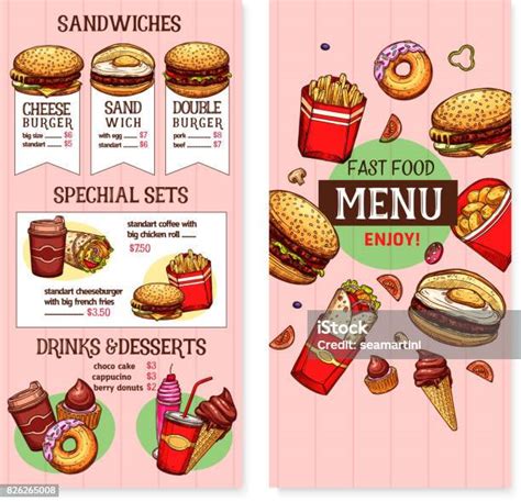 벡터 패스트 푸드 레스토랑 메뉴 템플릿 감자 요리에 대한 스톡 벡터 아트 및 기타 이미지 감자 요리 건강에 좋지 않은 음식 길거리 음식 Istock