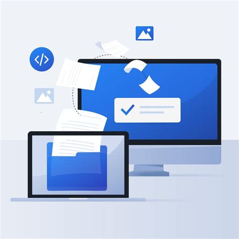 Premium Vector File Transfer Remote Connection Between Laptop And
