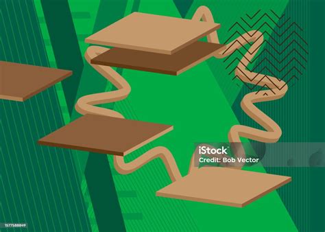 갈색과 초록색 빈티지 기하학적 테마 포스터 배너 표지 디자인을 위한 복고풍 추상적인 모양 템플릿입니다 색칠된 기하학적 그래픽 최소 배경 가리기에 대한 스톡 벡터 아트 및