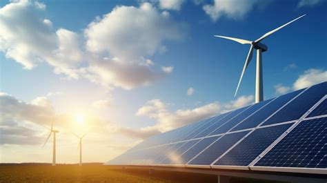 Premium Ai Image Wind Turbine And Solar Panel