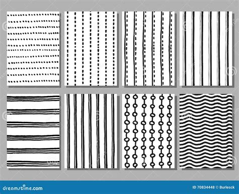 Grunge Striped And Dotted Vector Hand Drawn Patterns Stock Vector Illustration Of Repeat