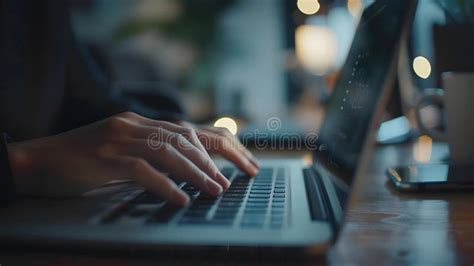 Businesswoman S Hands Efficiently Typing On A Laptop Computer Keyboard Stock Image Image Of