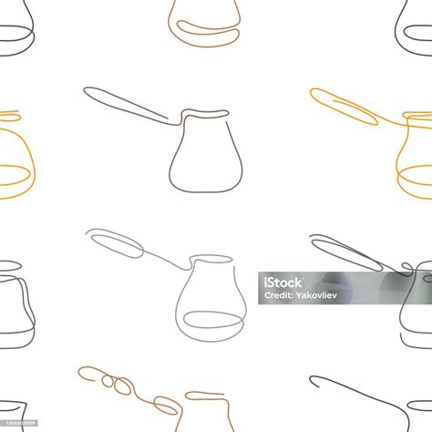 한 라인 아트 스타일 커피 터크 매끄러운 패턴 미니멀리즘 디자인의 추상적 인 창조적 인 음식 손으로 그린 벡터 그림 0명에 대한 스톡 벡터 아트 및 기타 이미지 Istock