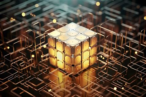 Data Storage Cube Between Pathways Quantum Computing Database Cloud Computing Concept