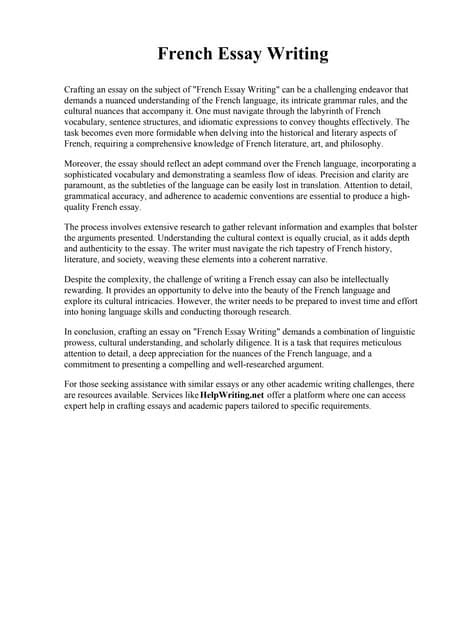 French Essay Writing Pdf
