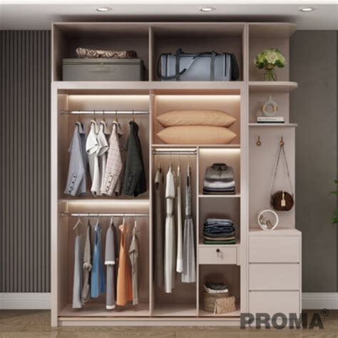 ตู้เสื้อผ้าประตูบานเลื่อน ตู้ใส่เสื้อผ้าสำหรับห้องนอนขนาดเล็ก Wardrobe Sliding Door Home Bedroom