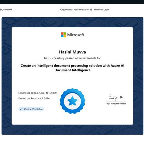 hasini muvva on linkedin certificationachievement