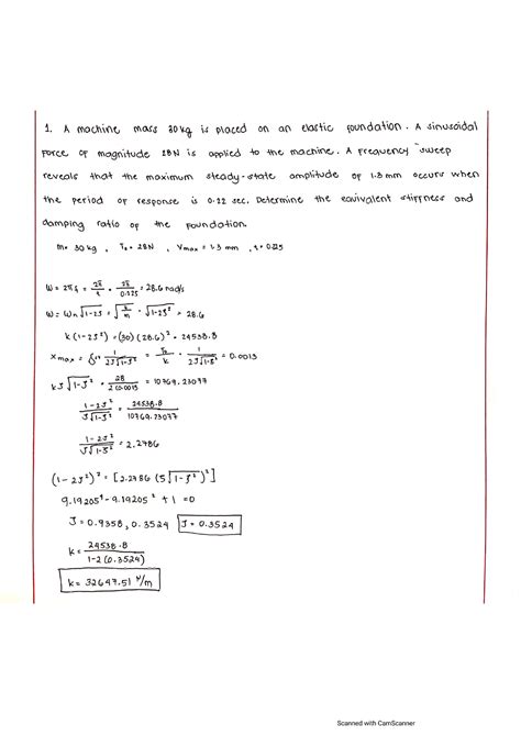 Vibration Engineering Problem Mechanical Engineering Studocu