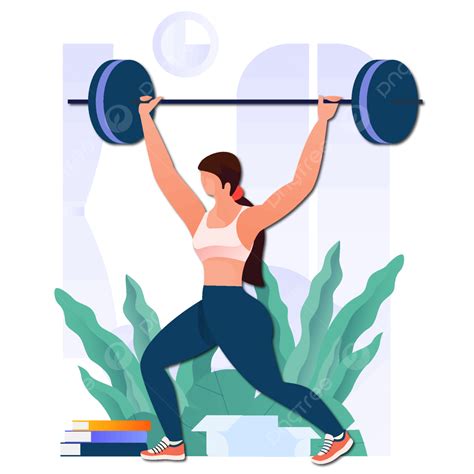 Sports Fitness Sport Weightlifting Girl Strength Training Flat Style Vector Vector Canoe