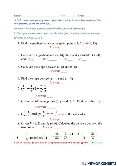 Gradient Ii G10 Worksheet Live Worksheets
