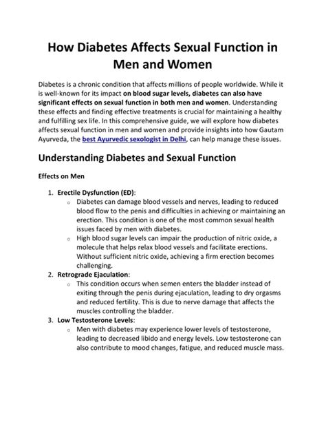 Ppt How Diabetes Affects Sexual Function In Men And Women Powerpoint