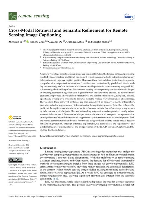 Pdf Cross Modal Retrieval And Semantic Refinement For Remote Sensing