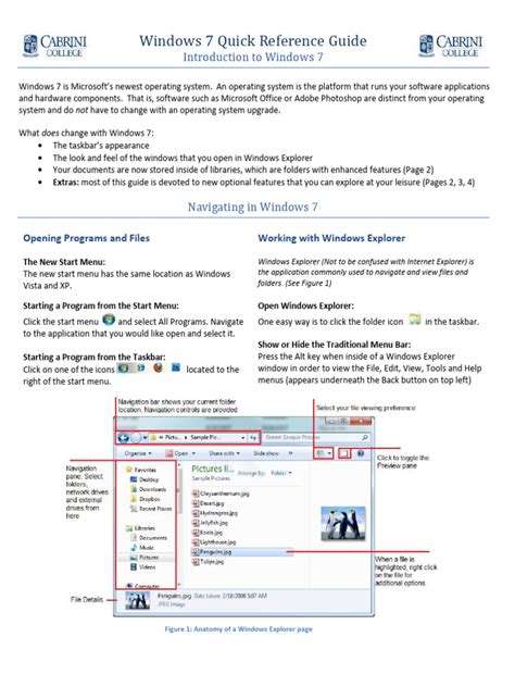 Windows 7 Quick Reference Guide Pdf