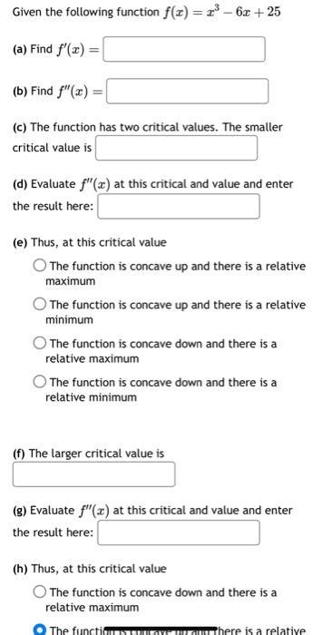 solved given the following function f x x3−6x 25 a find