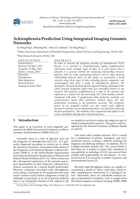 Pdf Schizophrenia Prediction Using Integrated Imaging Genomic Networks