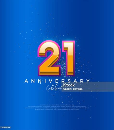 21주년 기념을 위한 심플하고 모던한 디자인 우아한 파란색 배경색으로 0명에 대한 스톡 벡터 아트 및 기타 이미지 0명 21 3차원 형태 Istock