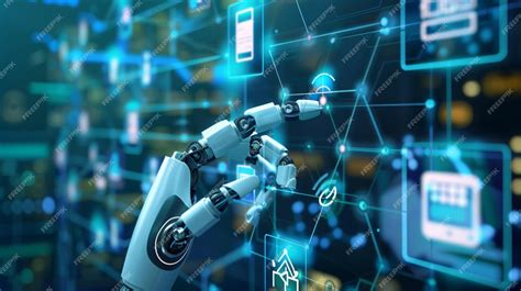 Robot Hand Touch On Screen Technology And Innovation Information Data