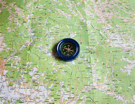Compass On The Map Stock Image Image Of Moving Freeway 146302191