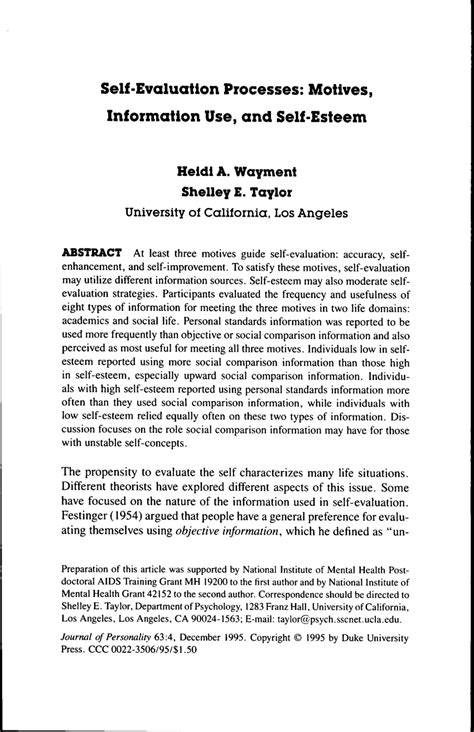 Pdf Social Comparison Self Regulation And Motivation