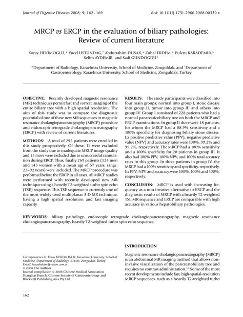 Pdf Mrcp Vs Ercp In The Evaluation Of Biliary Pathologies Review Of