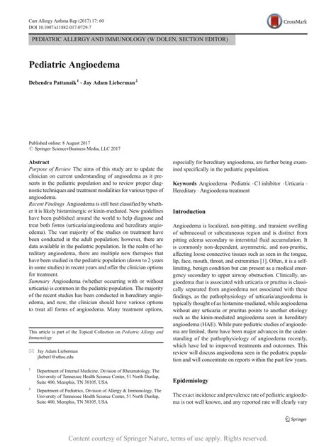 Pediatric Angioedema