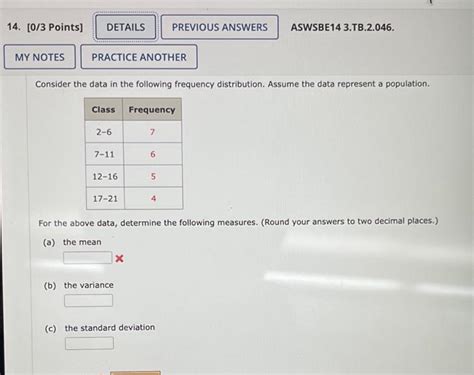 Solved Consider The Data In The Following Frequency Chegg